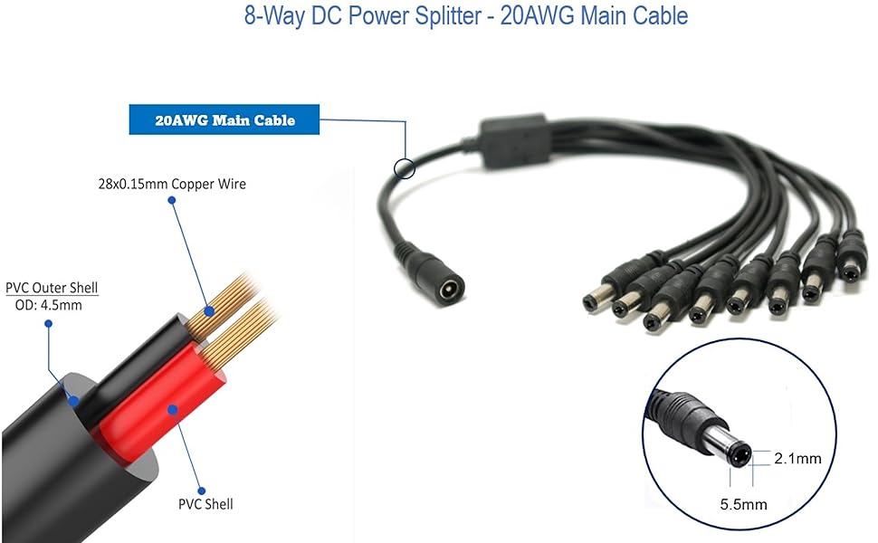 8 sprang Camera splitter (pig tail) - Netsurf Power